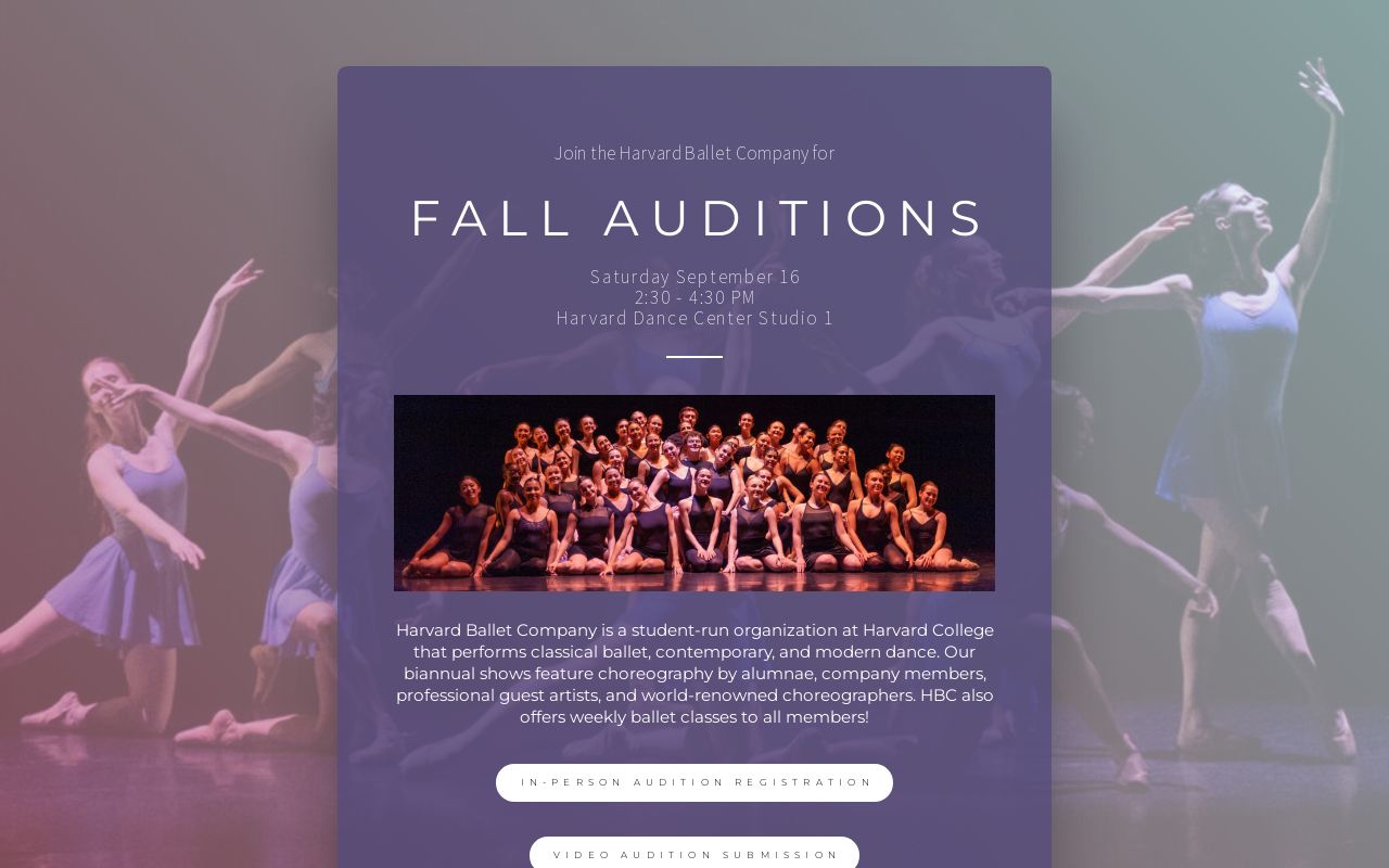 Harvard Ballet Company Fall Auditions